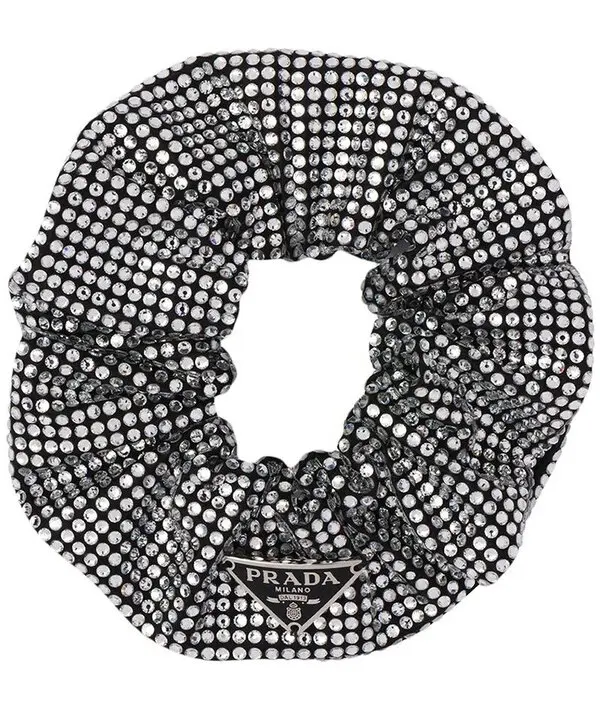Prada Triangle-logo Crystal-embellished Scrunchie
