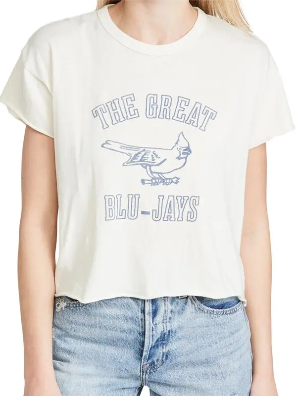 The Great. The Crop Tee W/ Blue Jay Graphic