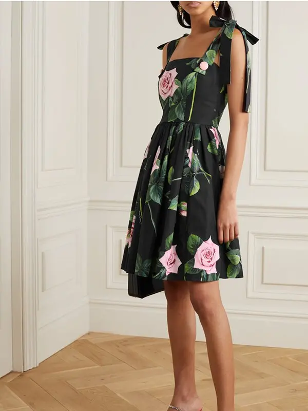 Dolce & Gabbana Floral-print Cotton Poplin Dress