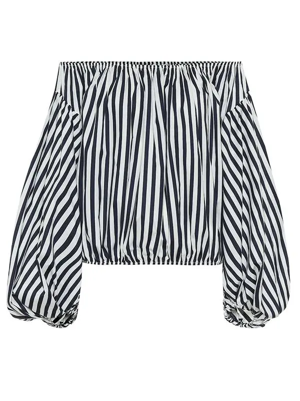 Caroline Constas Andros Striped Stretch-poplin Top