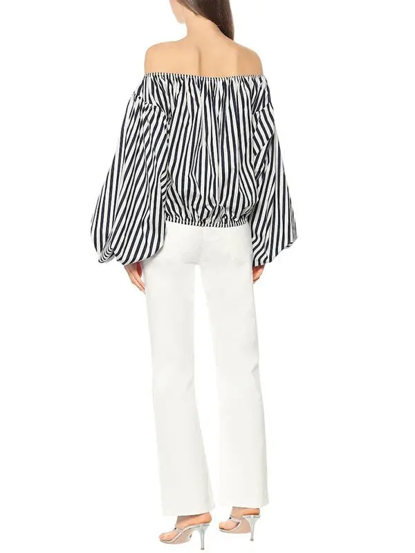 Caroline Constas Andros Striped Stretch-poplin Top