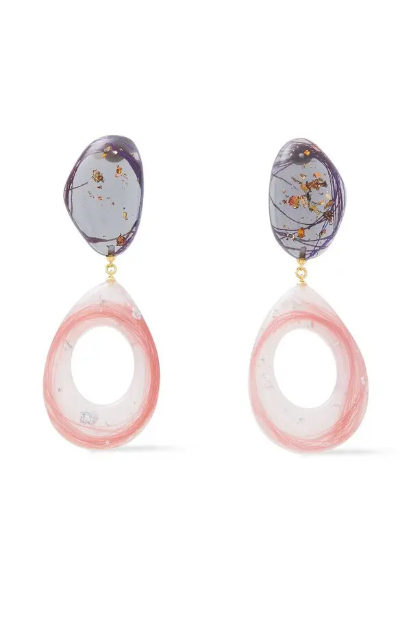 EJING ZHANG Kaare 18-karat Gold-plated Resin Earrings