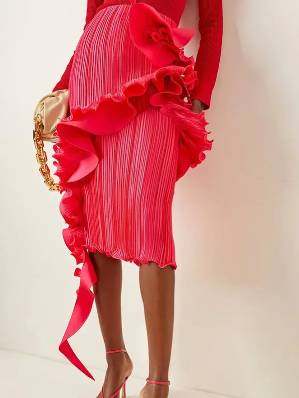 Versace Ruffled Midi Skirt