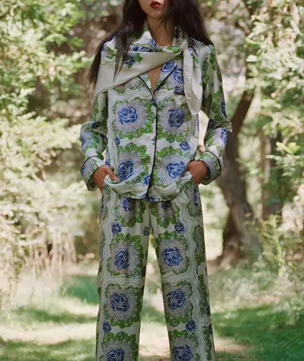 RODARTE Printed Silk Pajama Top