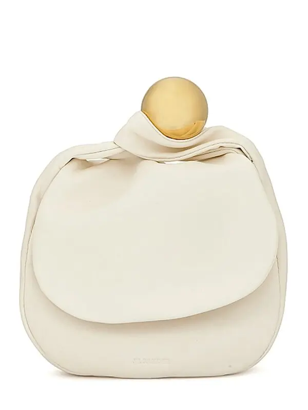 JIL SANDER Sphere Small Cream Leather Clutch