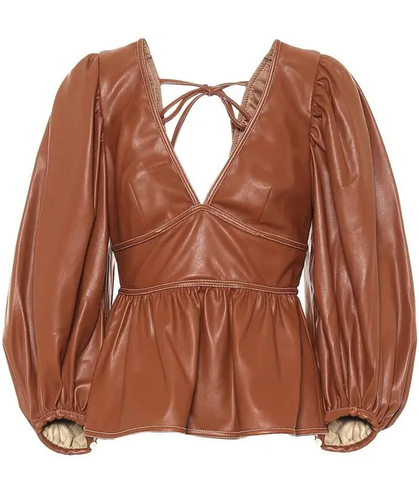 Staud Luna Faux Leather Blouse
