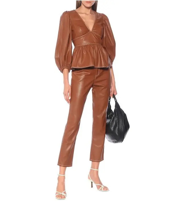 Staud Luna Faux Leather Blouse