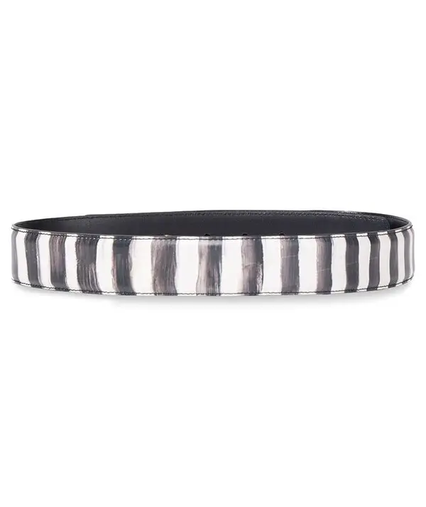 Moschino Logo-embellished Striped Leather Belt