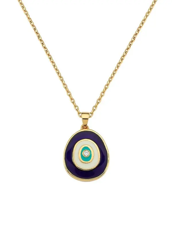 GILAN Evil Eye 18k Yellow Gold Enamel And Diamond Necklace