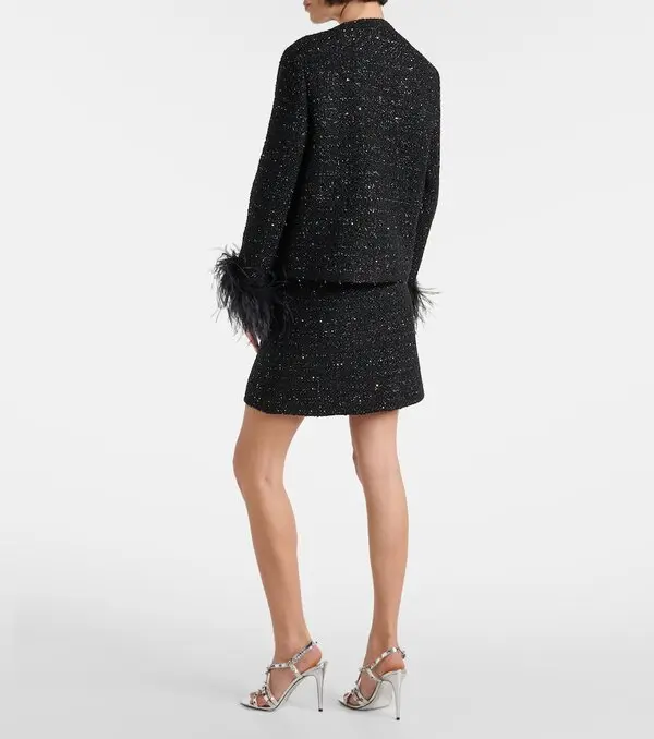 Valentino Garavani Feather-trimmed Tweed Jacket