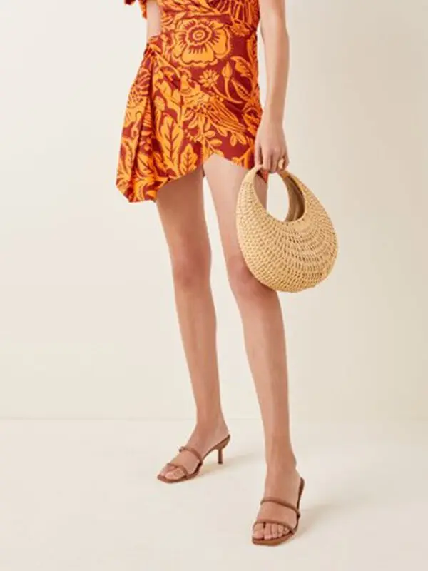 Cult Gaia Taja Woven Rattan Top Handle Bag
