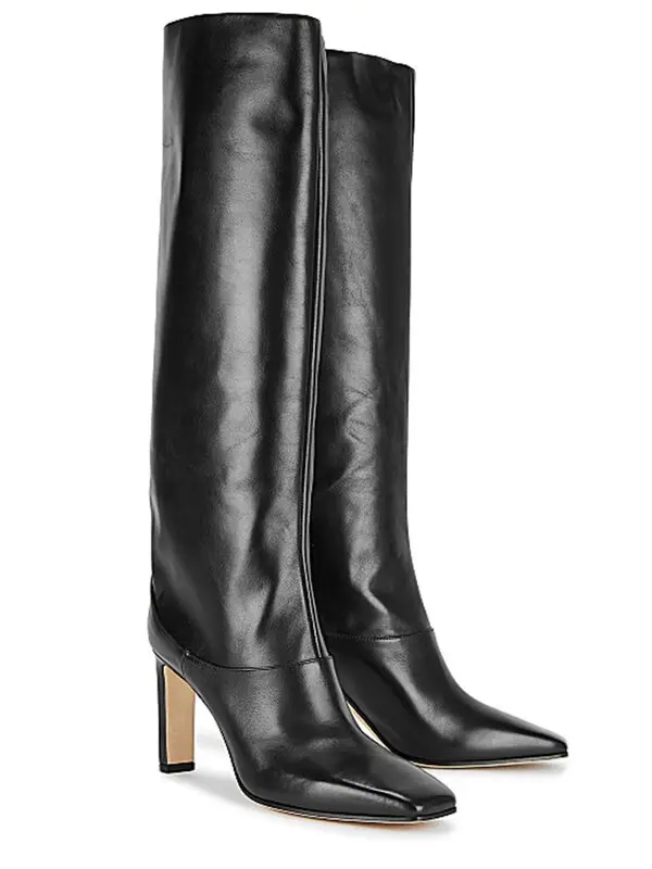 JIMMY CHOO Mahesa 85 Black Leather Knee-high Boots