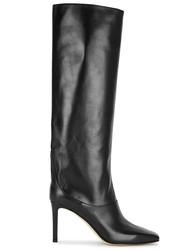 JIMMY CHOO Mahesa 85 Black Leather Knee-high Boots