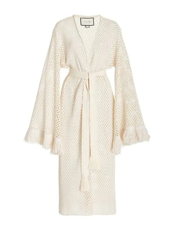 Alexis Panthea Fringed Crochet-knit Robe