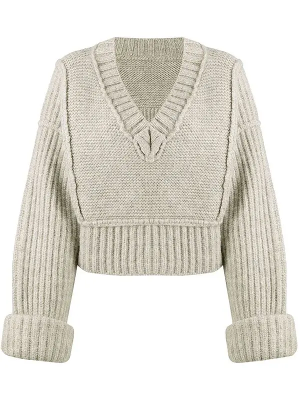 Jacquemus Cropped Oversized V-neck Jumper
