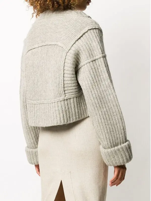 Jacquemus Cropped Oversized V-neck Jumper