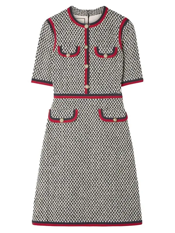 Gucci Grosgrain-trimmed Cotton-blend Tweed Mini Dress