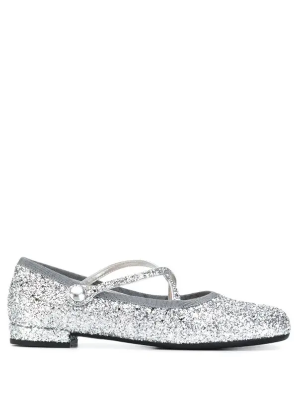Miu Miu Glitter Ballerina Shoes