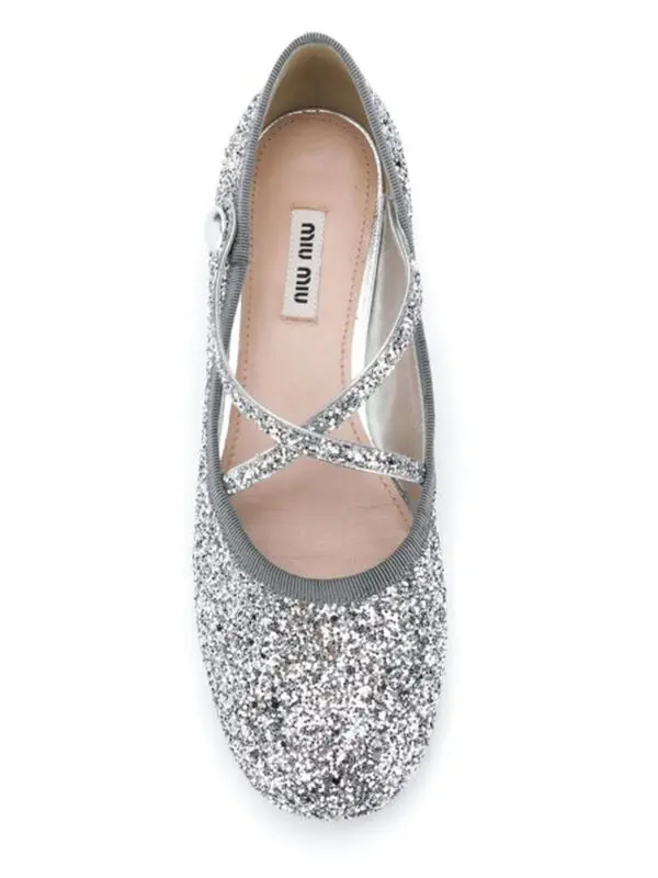 Miu Miu Glitter Ballerina Shoes
