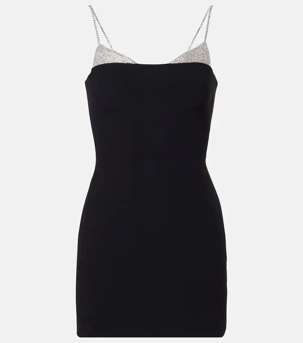 David Koma Embellished Cady Minidress - Black