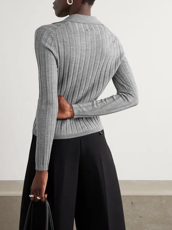 ALLUDE Wool Ribbed Cardigan