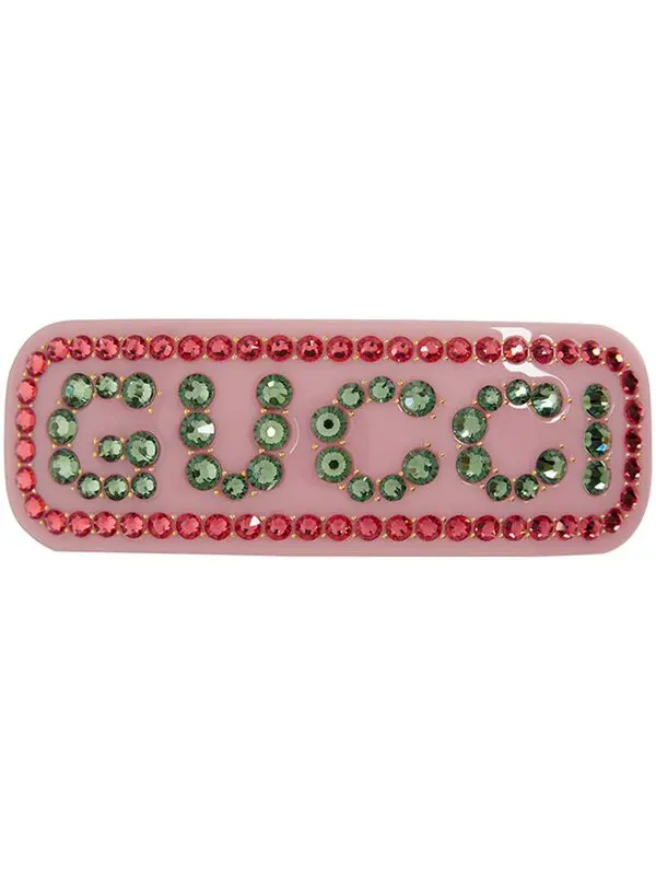 Gucci Pink Large Crystal Barrette