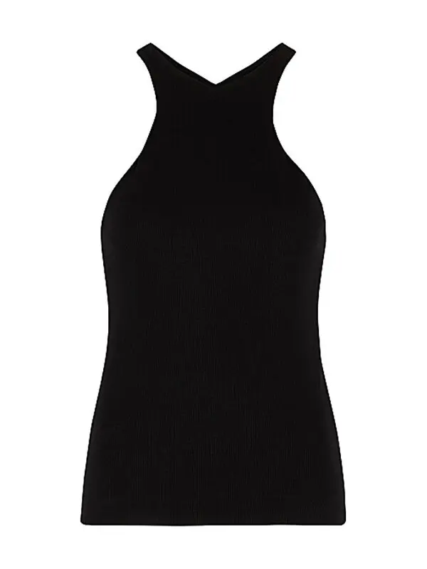 Gauge81 Nice Black Ribbed Stretch-cotton Tank