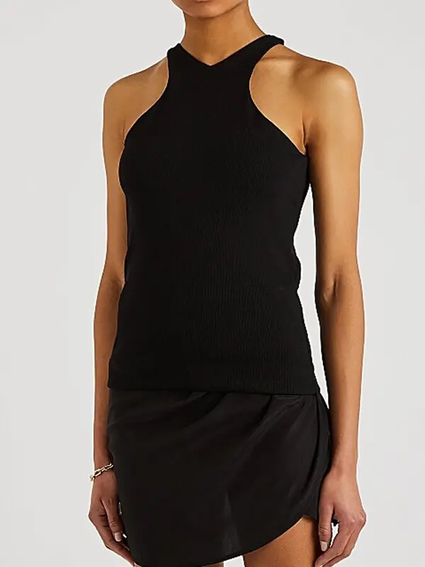 Gauge81 Nice Black Ribbed Stretch-cotton Tank