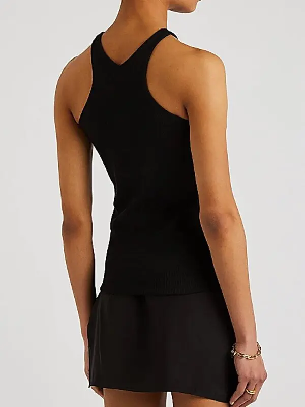 Gauge81 Nice Black Ribbed Stretch-cotton Tank