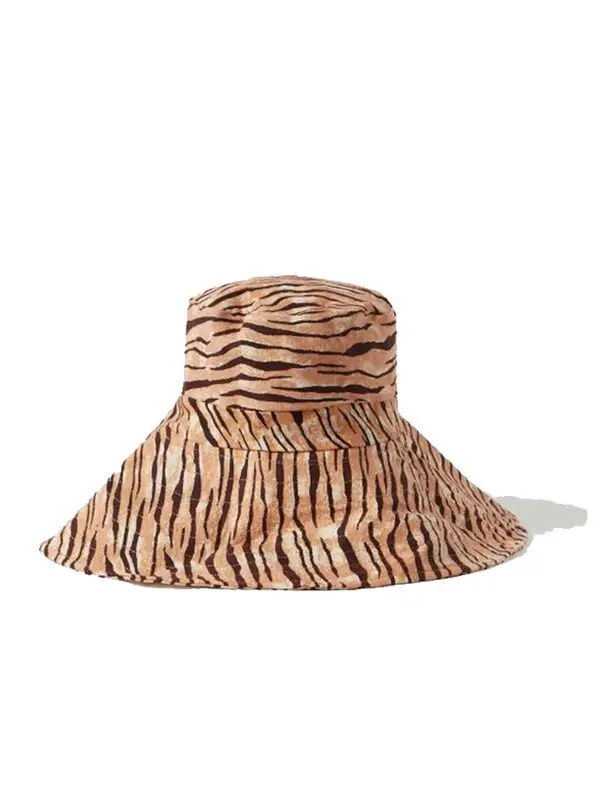 Faithfull The Brand Frederikke Tiger-print Linen Sunhat