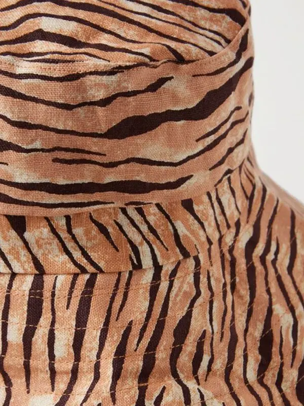 Faithfull The Brand Frederikke Tiger-print Linen Sunhat