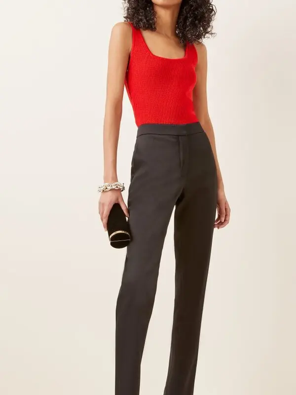 SAFIYAA Sabrine Cutout Layered Ribbed-knit Wool Top