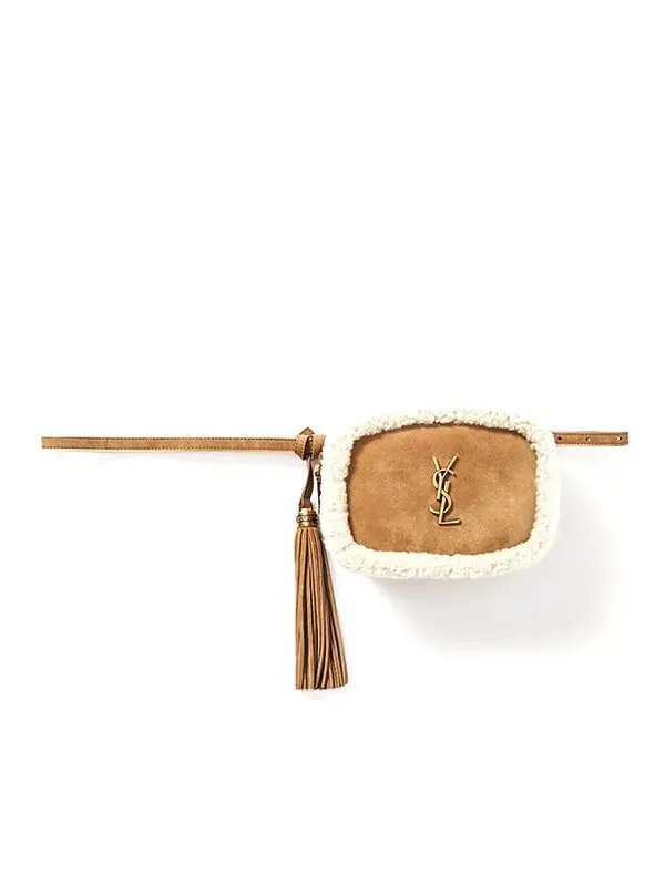 Saint Laurent Lou Shearling-trimmed Suede Belt Bag
