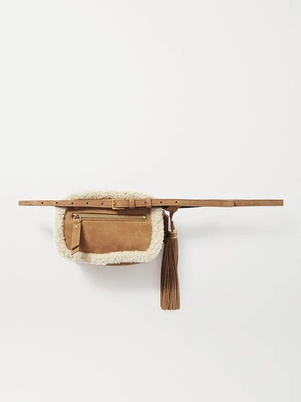 Saint Laurent Lou Shearling-trimmed Suede Belt Bag