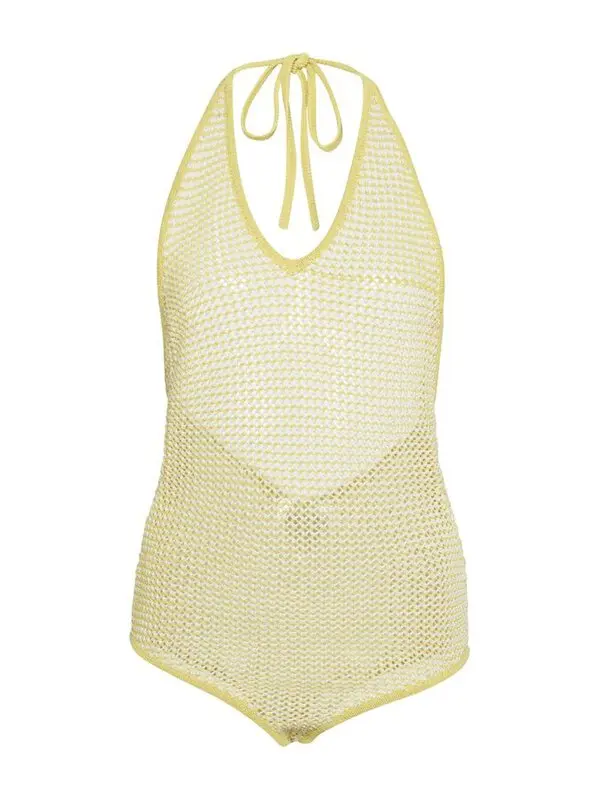 Bottega Veneta Striped Crocheted Cotton-blend Bodysuit