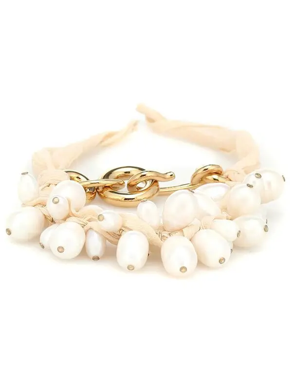 JIL SANDER Silk And Faux Pearl Bracelet