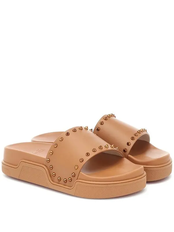 CHRISTIAN LOUBOUTIN Pool Stud Embellished Leather Slides