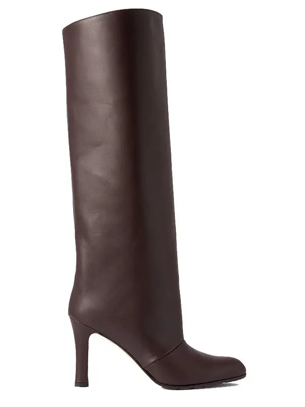 Manolo Blahnik Khomobi Gum Leather Knee Boots