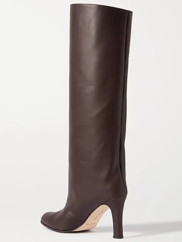Manolo Blahnik Khomobi Gum Leather Knee Boots