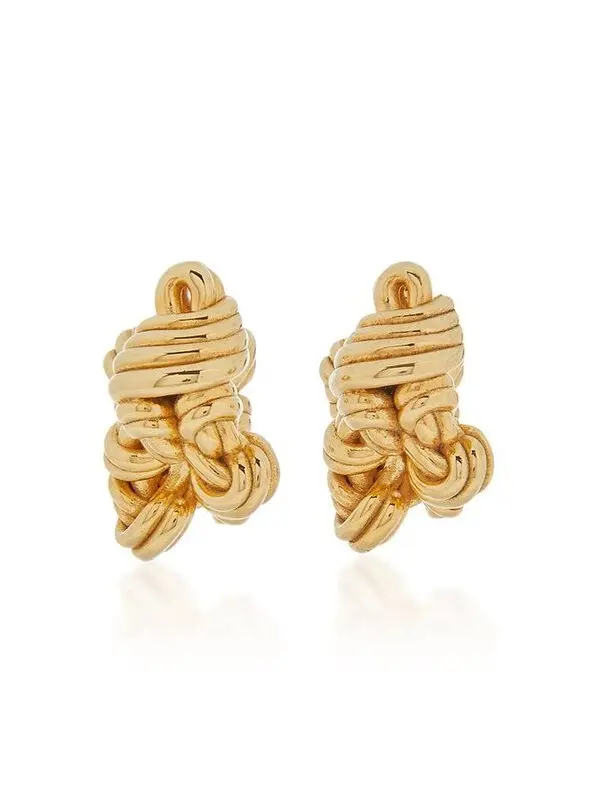 Bottega Veneta Twist Cluster 18k Gold-plated Hoop Earrings