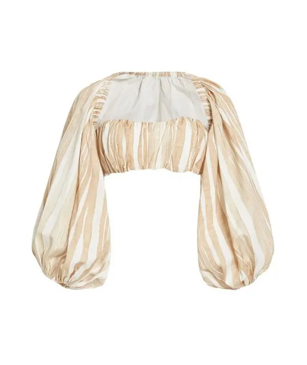 Cult Gaia Hanna Convertible Striped Cotton-silk Crop Top