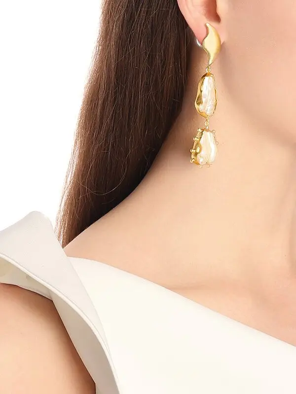 PEET DULLAERT Eos 14kt Gold-plated Earrings With Baroque Pearls