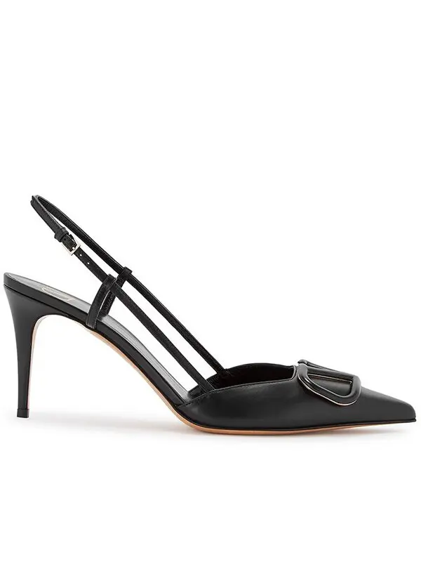 Valentino Garavani Vlogo 80 Black Leather Pumps