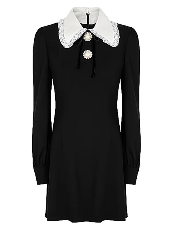 ALESSANDRA RICH Black Wool-blend Mini Dress