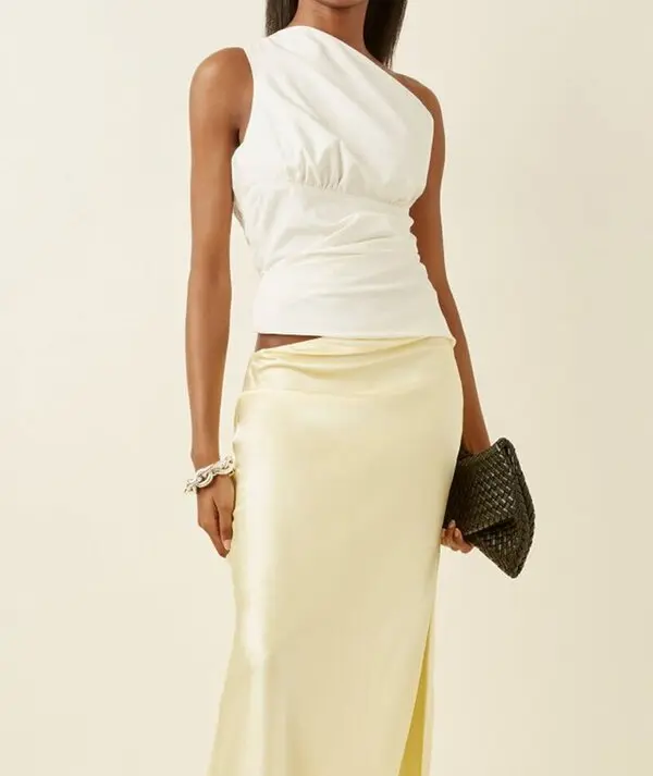 PARIS GEORIGA Lula Asymmetric Silk-cotton Top