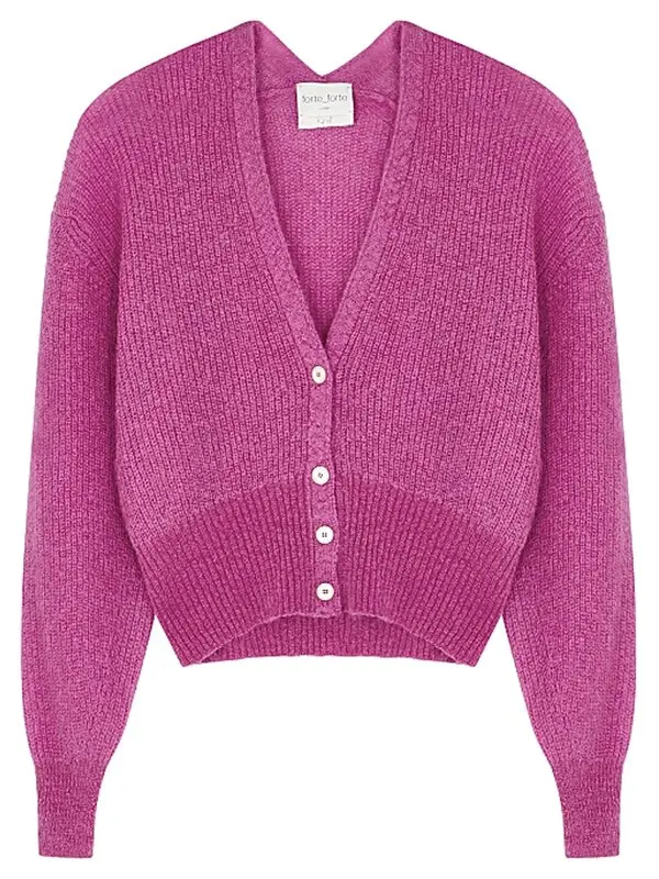FORTE_FORTE Pink Fine-knit Mohair-blend Cardigan