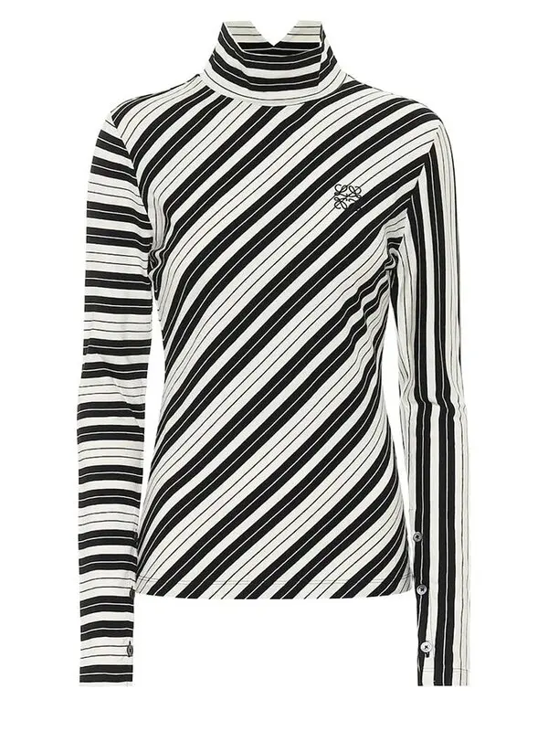 Loewe Striped Stretch-cotton Mockneck Top