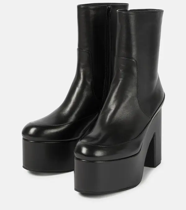 Dries Van Noten Leather Platform Ankle Boots