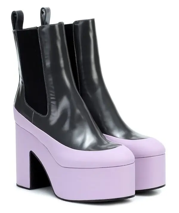 Dries Van Noten Leather Platform Ankle Boots