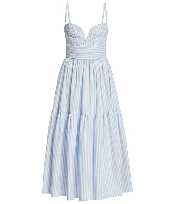 Carolina Herrera Striped Cotton-blend Midi Dress